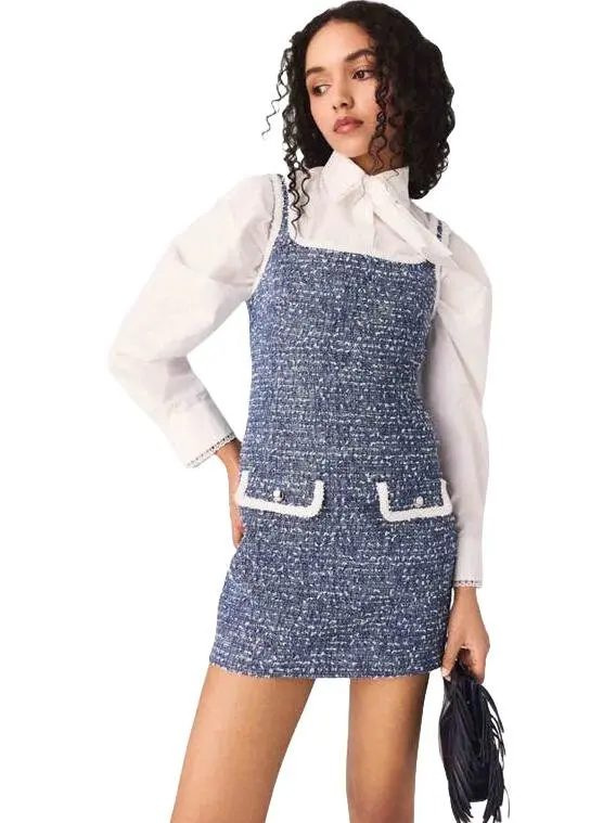 Maje Short Tweed Dress - Blue