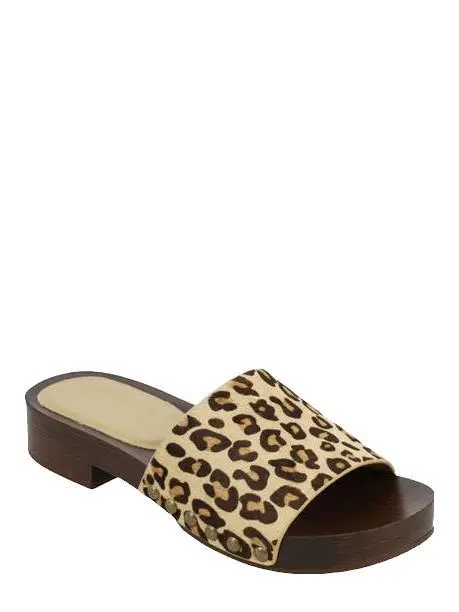 Mia Lanell Genuine Calf Hair Slide Sandal - Leopard Print