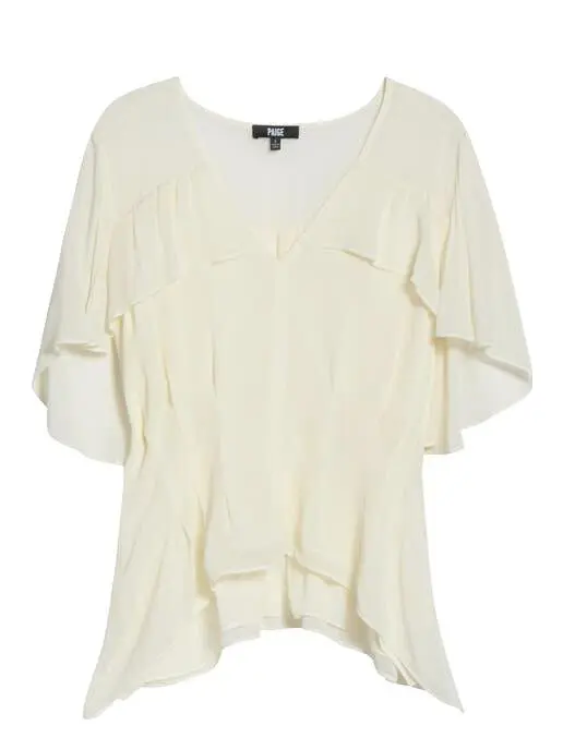 Paige Willa Cape Shoulders Silk Top - Antique White