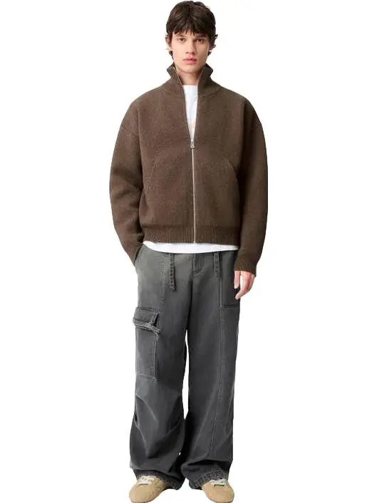 Axel Arigato Core Zip-up Wool Blend Sweater - Dark Brown