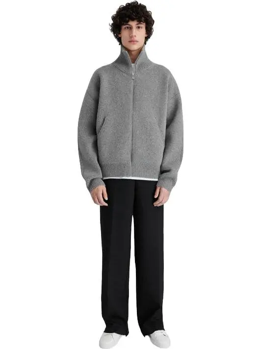 Axel Arigato Core Zip-up Wool Blend Sweater - Grey Melange