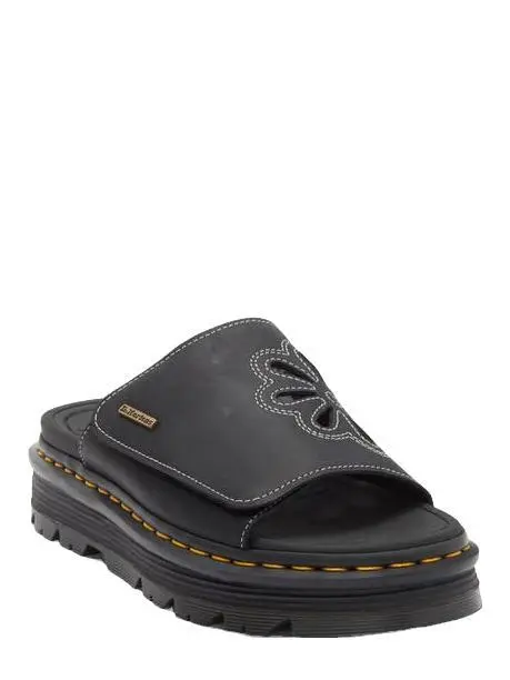 Dr. Martens Zebzag Floral Leather Slide Sandal - Black