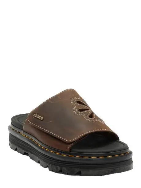 Dr. Martens Zebzag Floral Leather Slide Sandal - Dark Brown