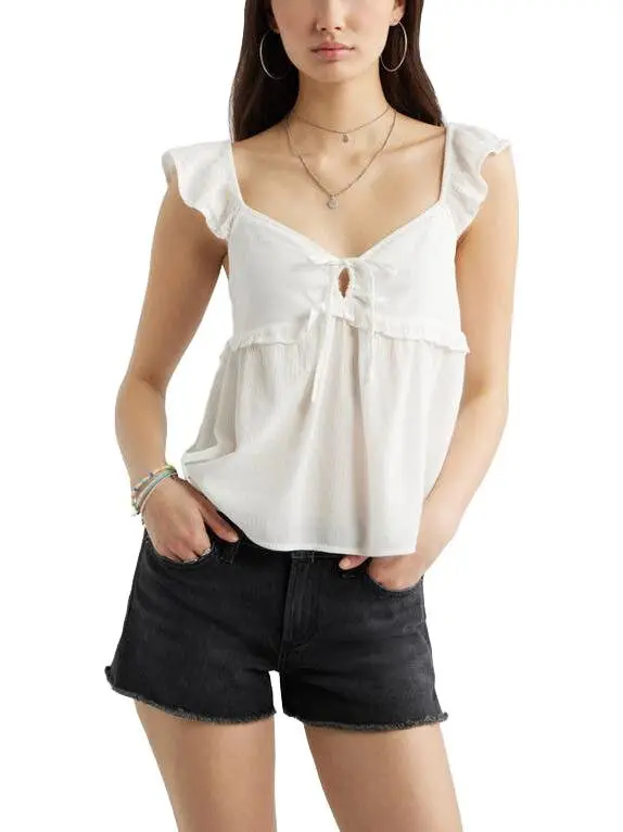 Bp. Tie-front Flutter-sleeve Babydoll Top - Ivory