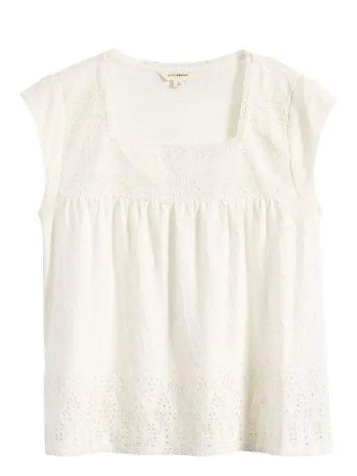 Lucky Brand Eyelet Lace Top - Whisper White