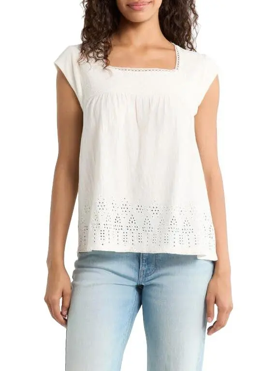 Lucky Brand Eyelet Lace Top - Whisper White