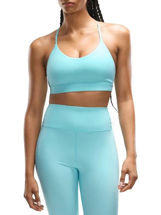PELOTON Cadent V-neck Strappy Back Bra - Bright Aqua