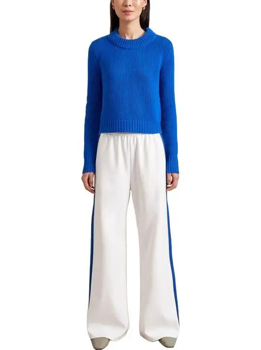 LA LIGNE Side Stripe Colby Pant - Ivory/cobalt