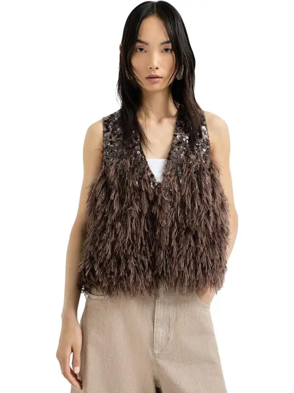 Brunello Cucinelli Dégradé Fil Coupé Vest - Bark