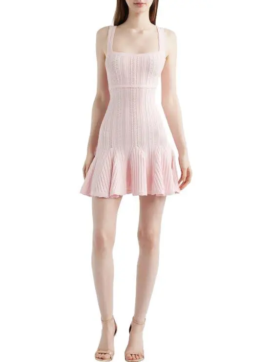 LoveShackFancy Tabatha Pointelle Minidress - Peach Sorbet