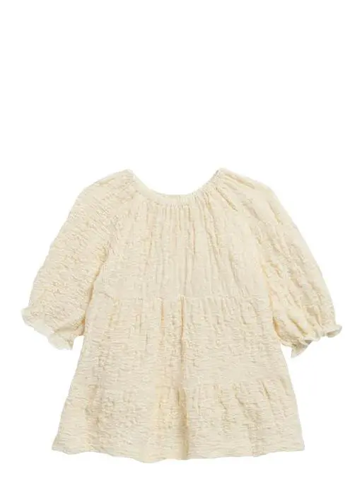 TINY TRIBE Scrunch Cotton Blend Skirted Bodysuit - Cream