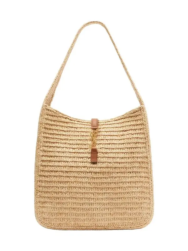 Saint Laurent Le 5 À 7 Large Raffia Shoulder Bag - Beige