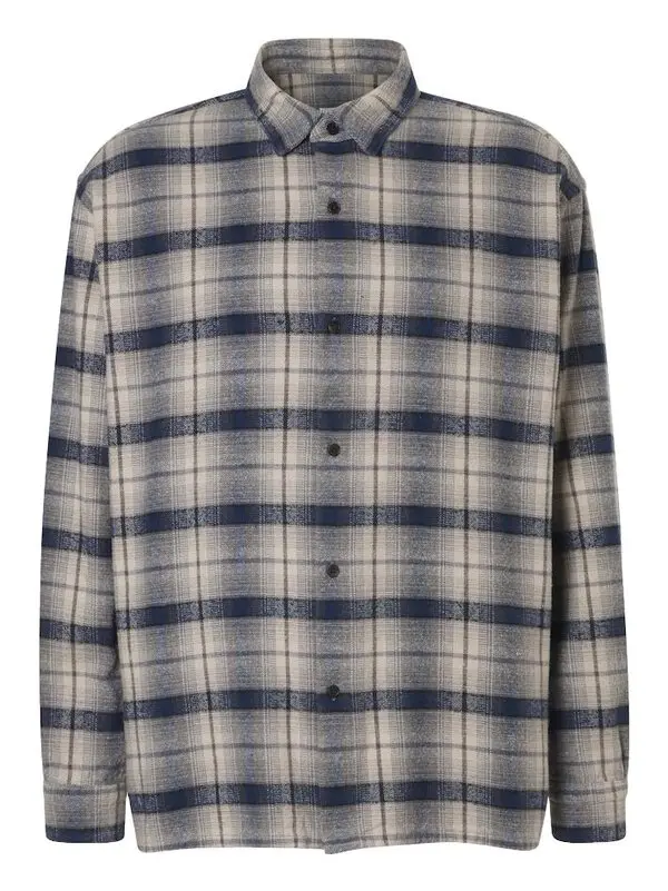 A.PRESSE Vintage Checked Cotton And Silk-blend Shirt - Blue