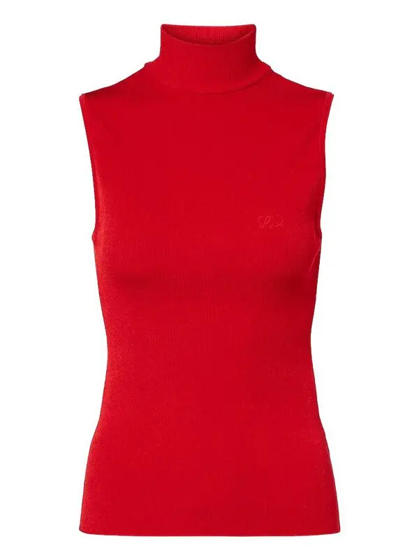 Loewe Double L Ribbed-knit Top - Red