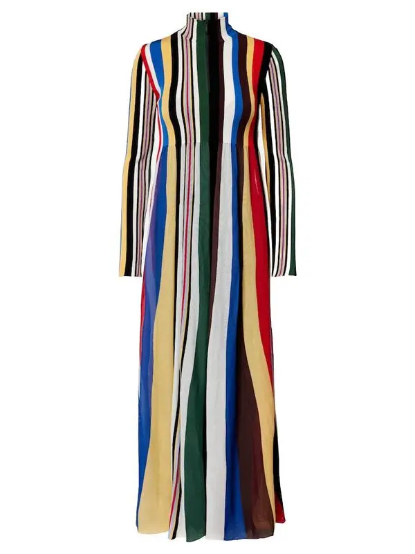 Loewe Ribbed-knit Striped Maxi Dress - Multicoloured