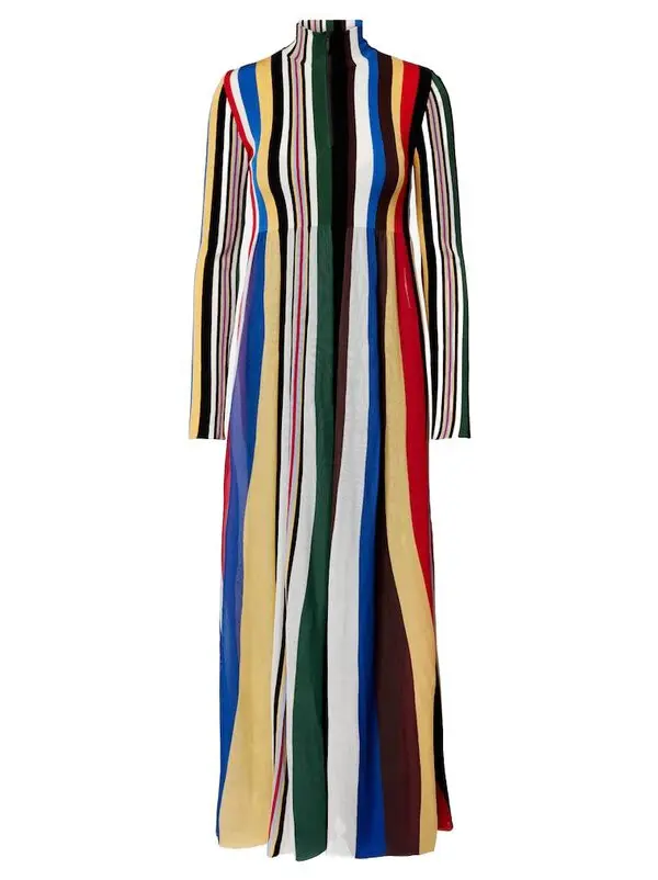 Loewe Ribbed-knit Striped Maxi Dress - Multicoloured