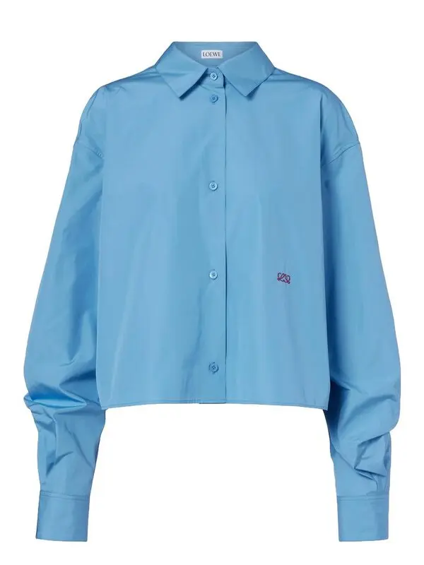 Loewe Anagram Embroidered Cotton Shirt - Blue