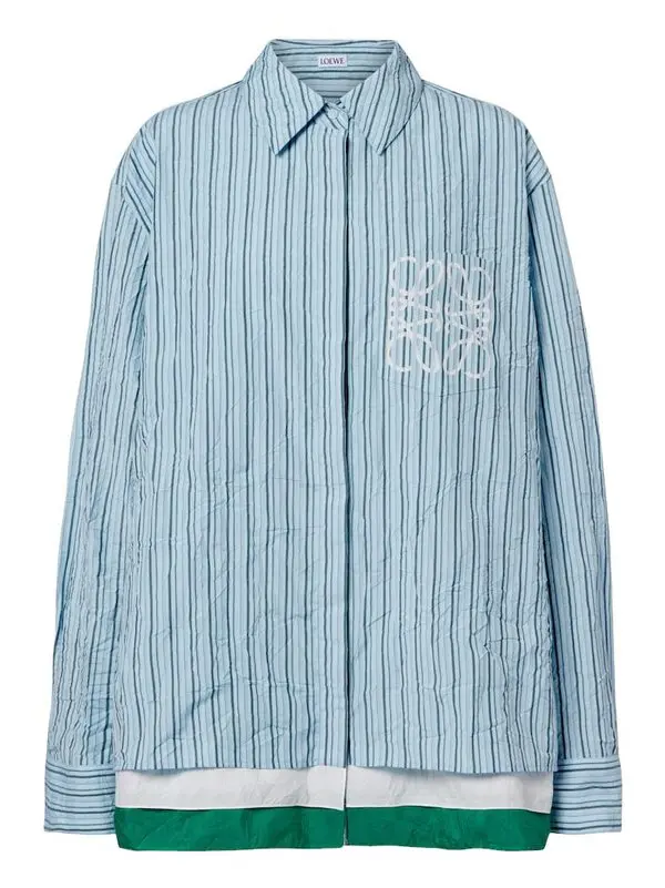 Loewe Anagram Cotton-blend Poplin Shirt - Blue