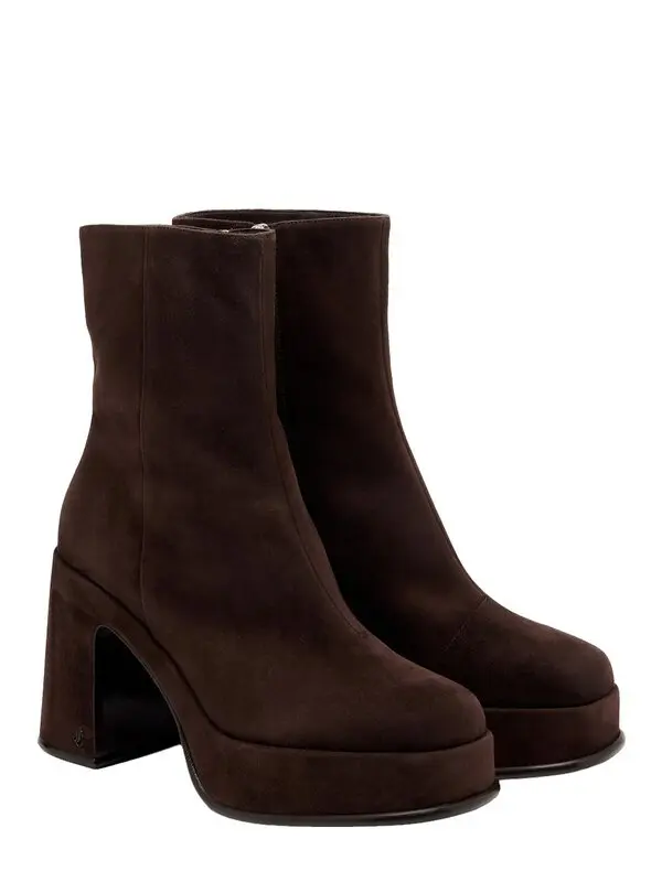 JIMMY CHOO Hadi Suede Platform Ankle Boots - Brown