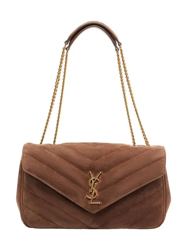Saint Laurent Loulou Medium Suede Shoulder Bag - Brown