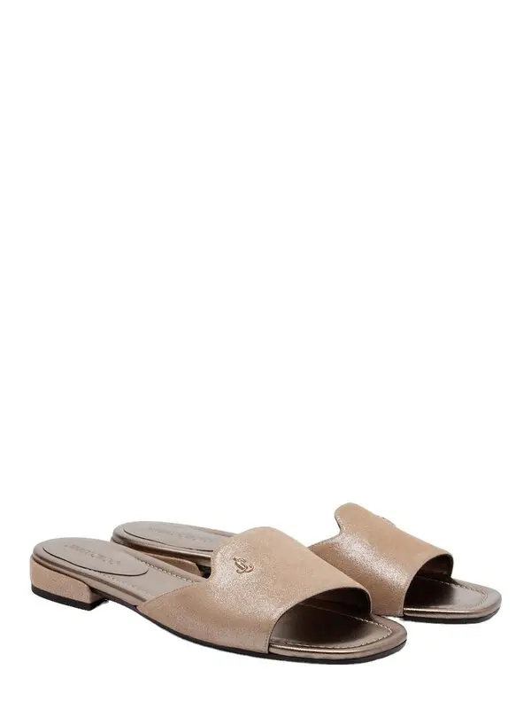 JIMMY CHOO Dina Leather Slides - Beige