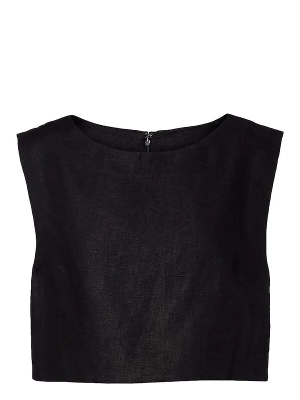 Posse Martina Linen Top - Black