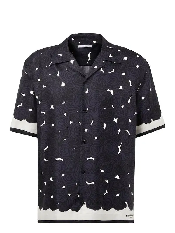 Givenchy Floral Silk Bowling Shirt - Blue