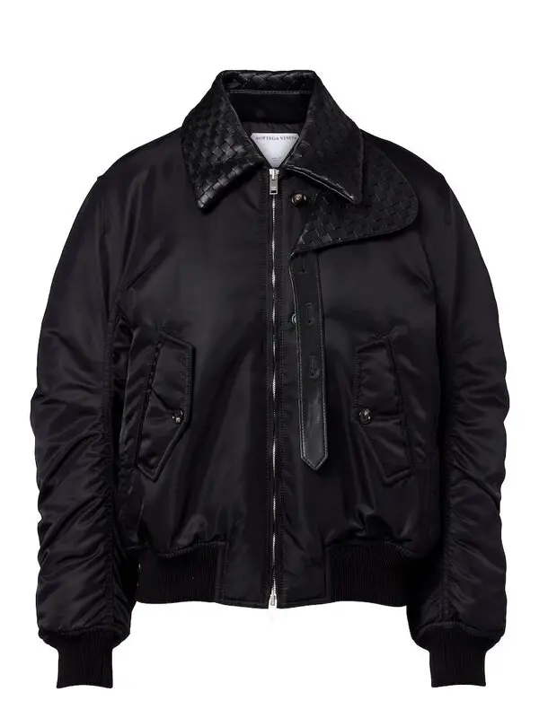 Bottega Veneta Intrecciato Leather-trimmed Blouson Jacket - Black