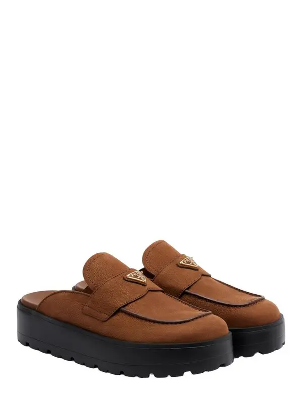 Prada Suede Mules - Brown