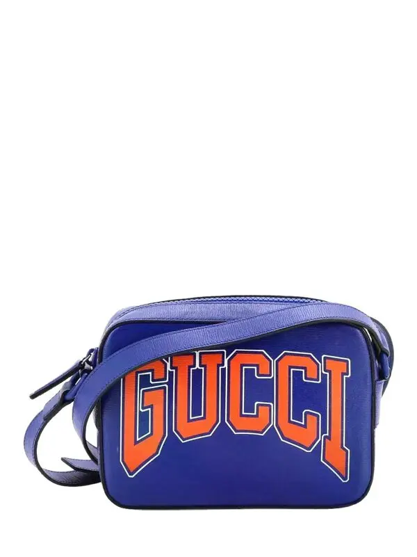 Gucci Ny Dragons Camera Crossbody Bag Printed Leather Small - Blue