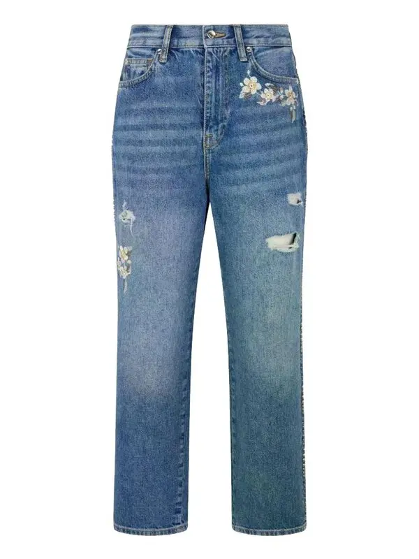 Liu Jo Floral-embroidered Straight Leg Jeans - Blue