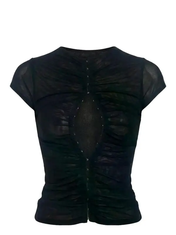 AXEL 113 Gia Ruched Cutout Top - Black