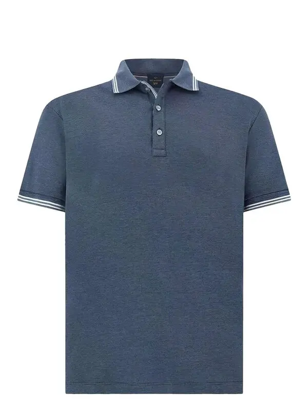 Paul & Shark Striped-trim Polo Shirt - Blue