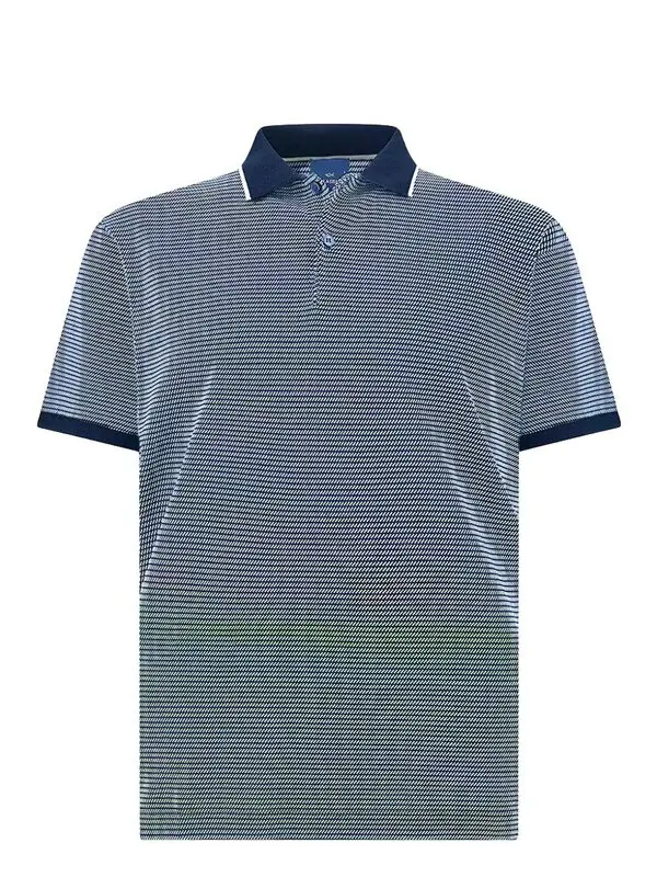 Paul & Shark Patterned Cotton Polo Shirt - Blue