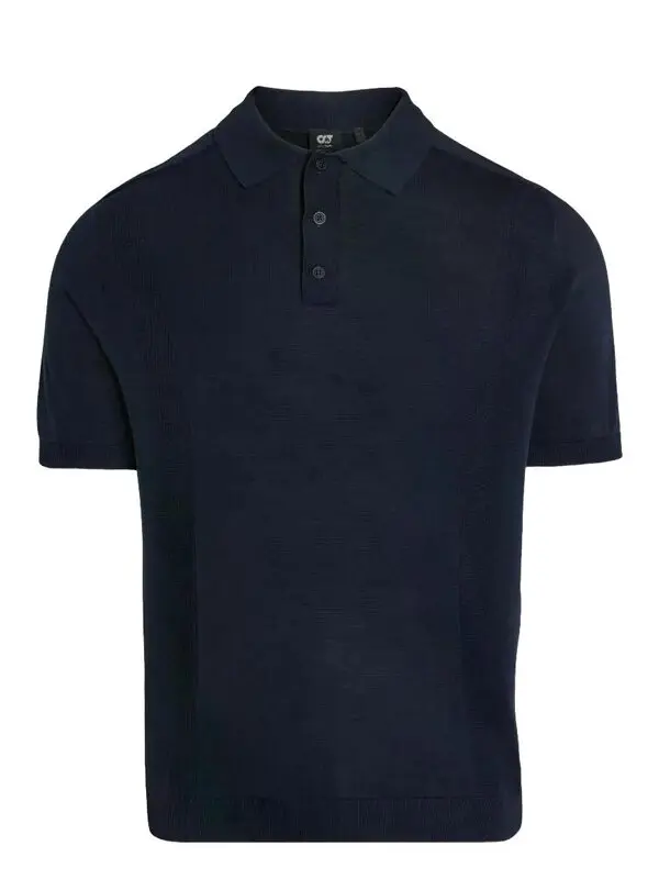 ALPHA TAURI Textured Polo Shirt - Blue