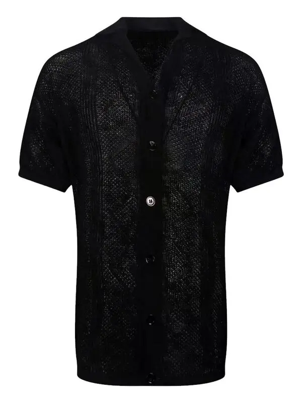 AMARANTO Button Short-sleeve Jumper - Black