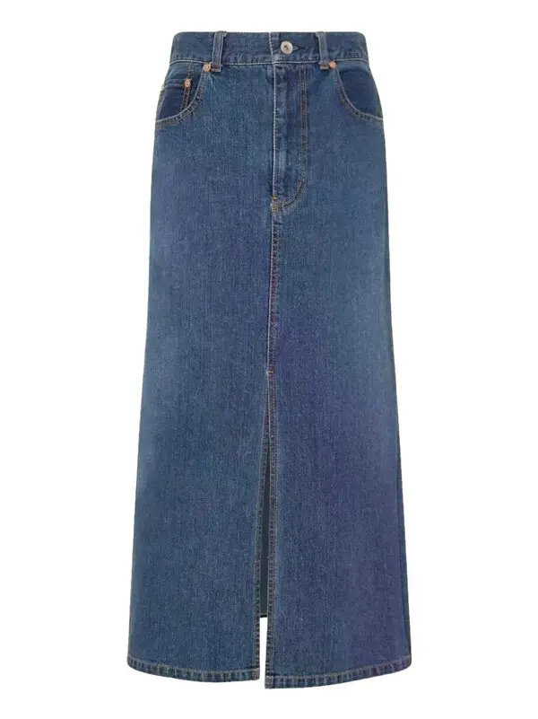 Sacai Pleated Denim Skirt - Blue