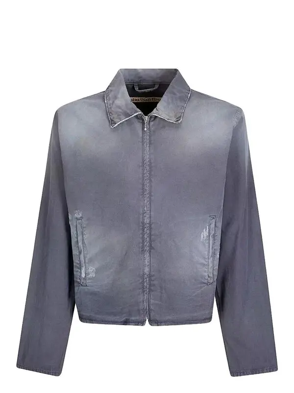 STOCKHOLM SURFBOARD CLUB Distressed Logo-print Jacket - Grey