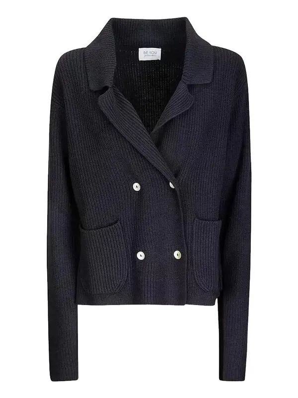BE YOU Double-breasted Cardigan - Blue