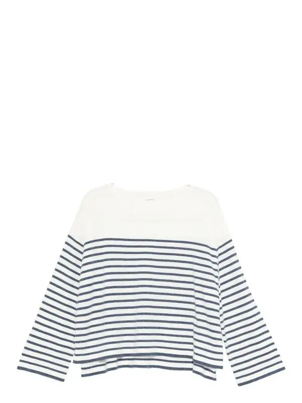 CT PLAGE Striped Cotton Sweater - White