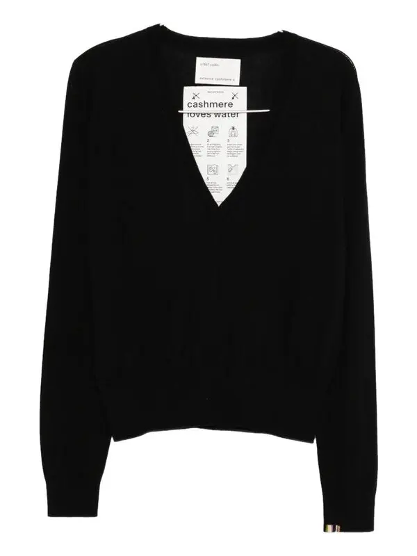 EXTREME CASHMERE X Wool And Cashmere V-necked Sweater - Black