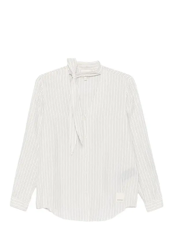 Emporio Armani Striped Tie Neck Shirt - White