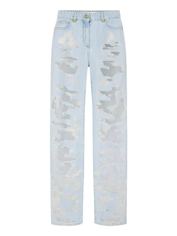 Elisabetta Franchi Denim Palazzo Leg Jeans - Sky Blue