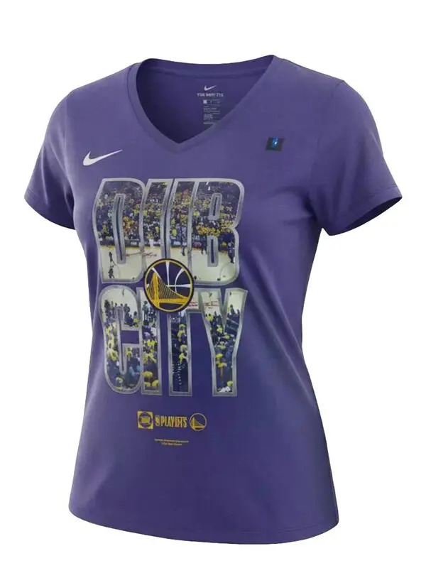 Nike Nba Golden State Warriors Dub City 2019 Playoffs V-neck T-shirt - Blue