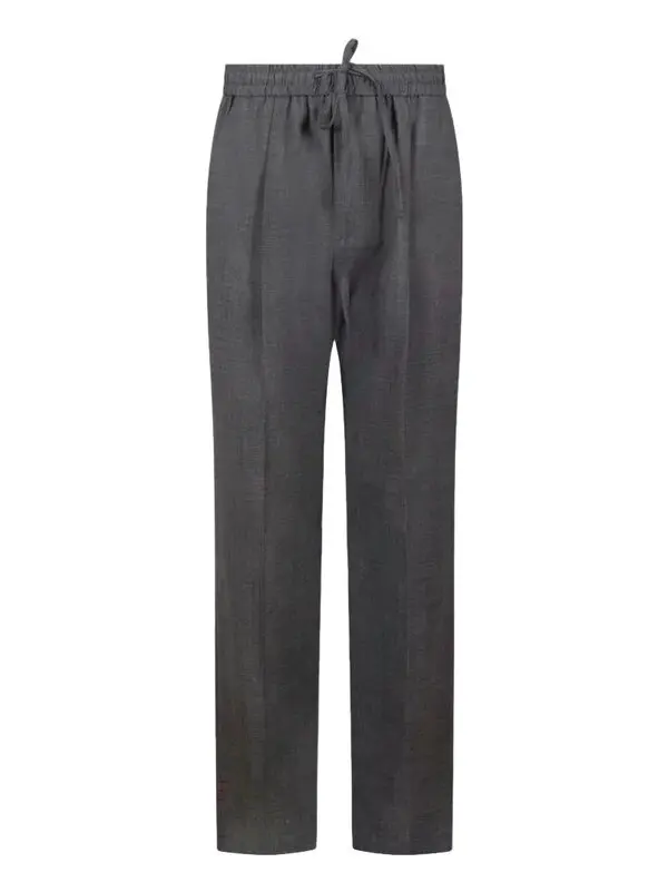 AMARANTO Drawstring Straight Trousers - Grey