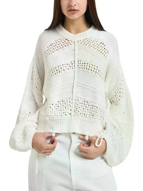 Liu Jo Tie-detail Long-sleeve Sweater - White