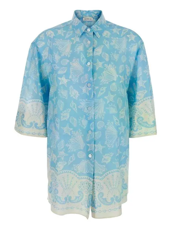 MANTERO 1902 Shell Print Shirt - Blue