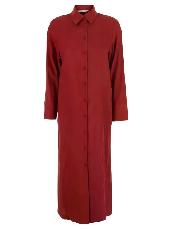 Max Mara Buttoned Long-sleeve Dress - Red