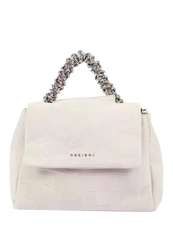 ORTIGNI Crocodile-effect Chain-link Shoulder Bag - White
