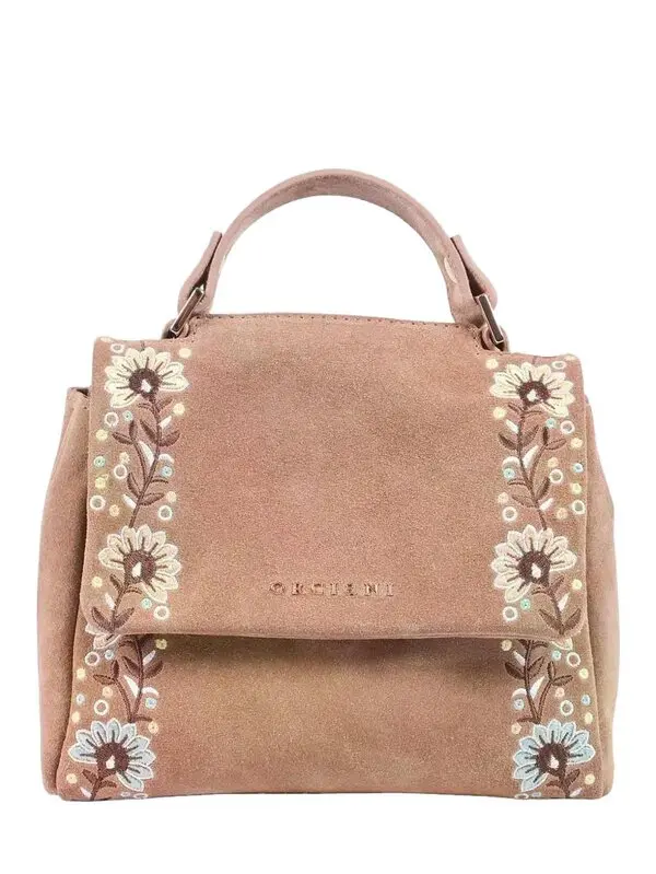 ORTIGNI Floral-embroidered Shoulder Bag - Brown